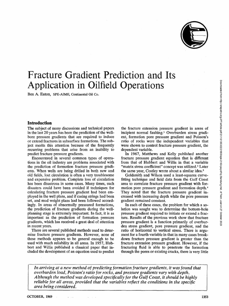Fracture Gradient Prediction in Oilfields | PDF | Fracture | Pressure