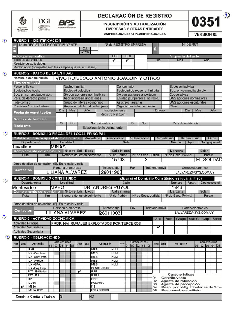 0351 Soc Hecho Vivo Roisecco | PDF | Documento de identidad