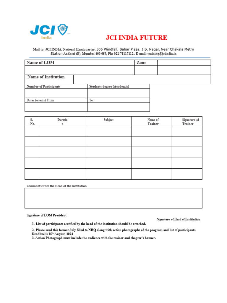 JCI-INDIA-FUTURE Form | PDF