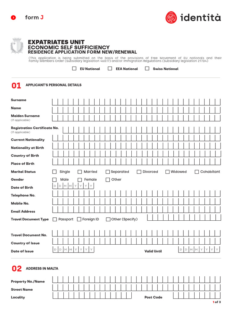 Malta Residence Application Form | PDF | Identity Document | Government ...