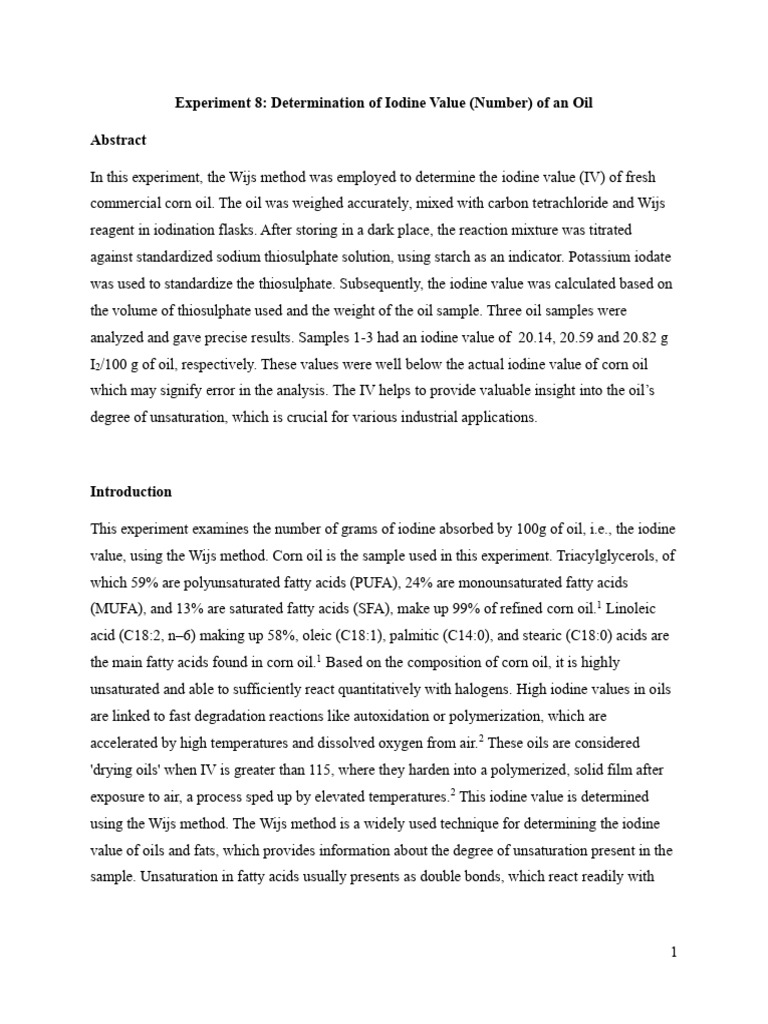 iodine-value-experiment-pdf-chemical-compounds-chemical-substances