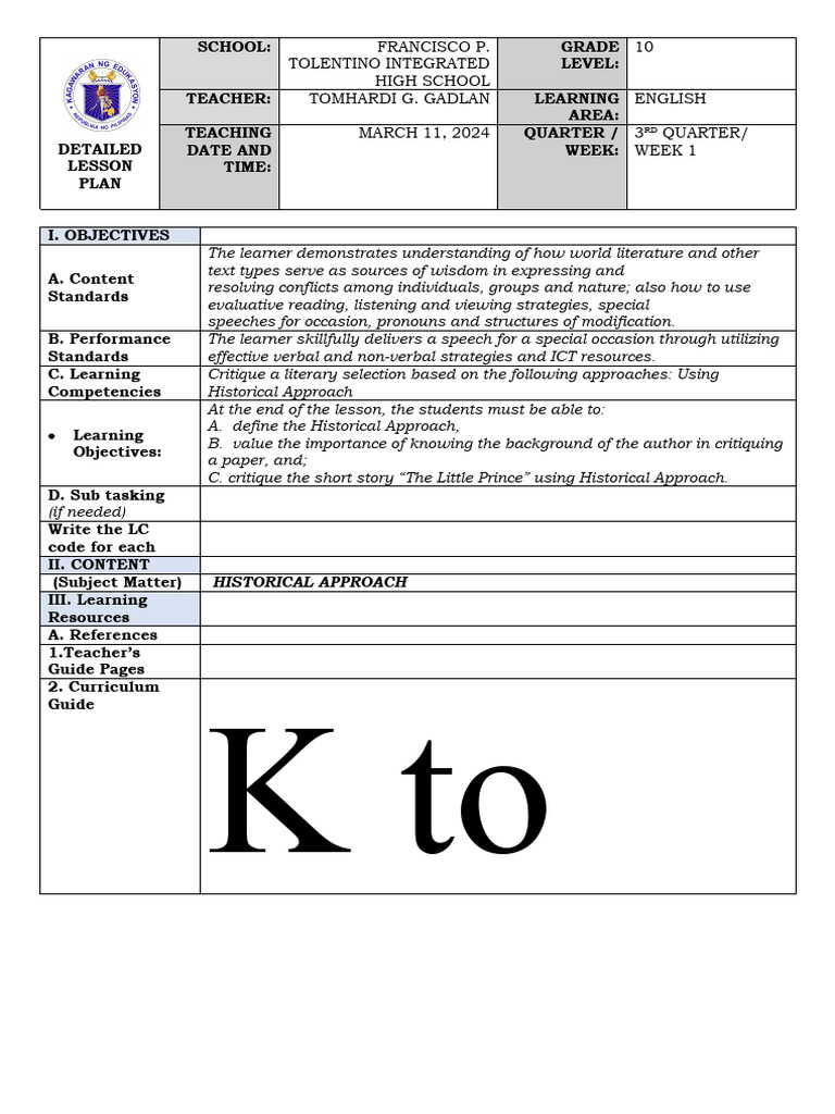 Hostorical Approach 1 | PDF | The Little Prince | Learning