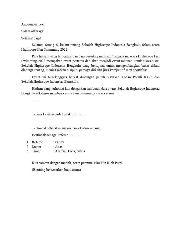 Announcer Text FS 2022 | PDF