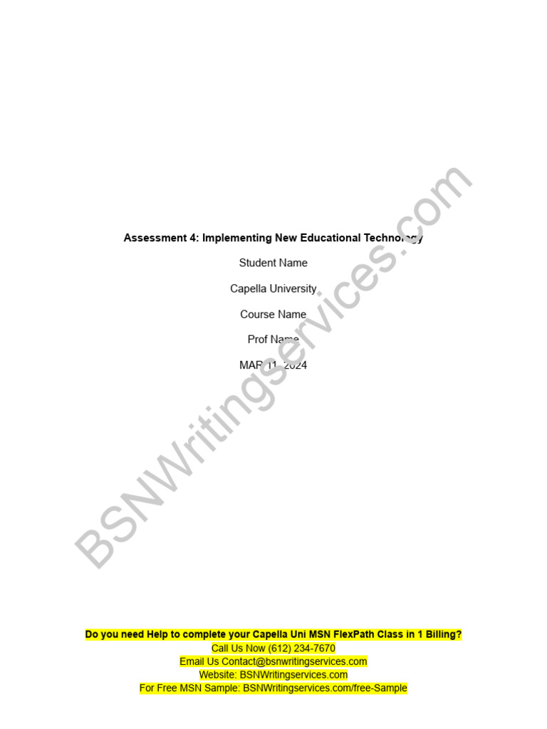 NURS FPX 6109 Assessment 4 Vila Health - Implementing New Educational Technology | PDF ...