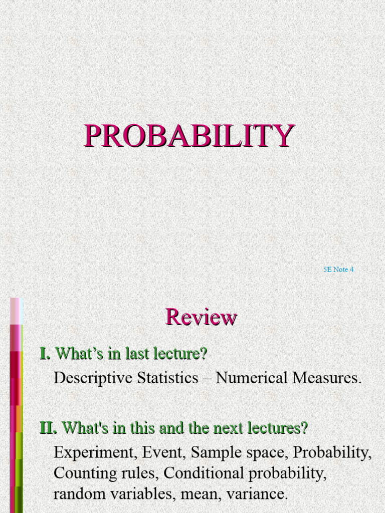 5 Probability Intro 06032024 071350pm | PDF | Statistics | Probability