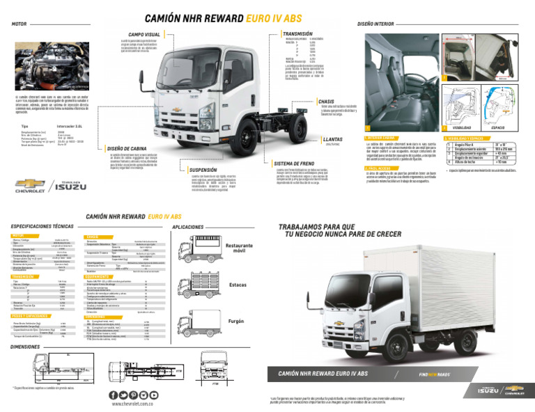 Chevrolet NHR Euro IV: Especificaciones y Diseño | PDF | Camión | Eje