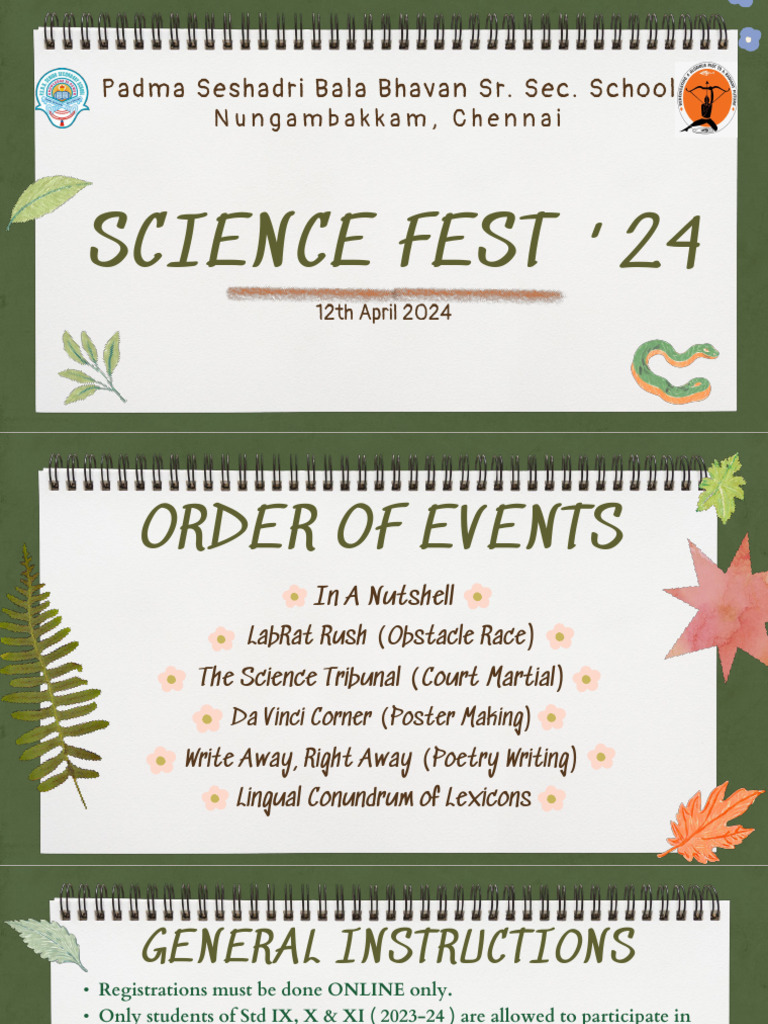 Science Fest '24 Events & Registration Guide | PDF | Cognition
