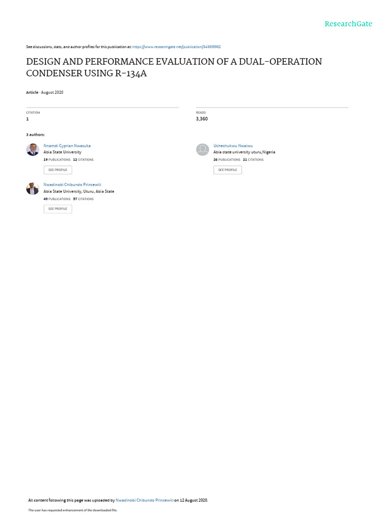 Design and Performance Evaluation of A Dual-Operation Condenser Using R ...