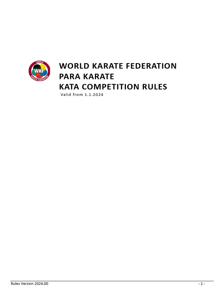 2024 WKF Para Karate Kata Rules | PDF | Wheelchair | Paralympic Games