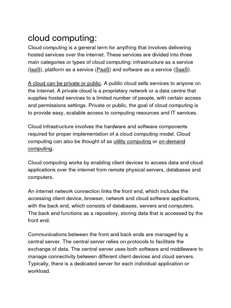 Cloud Computing Pdf Cloud Computing Computer Cluster