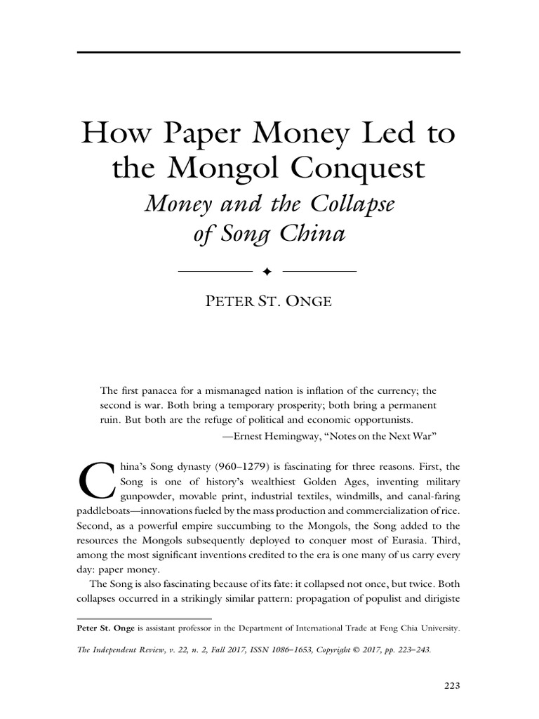 How Paper Money Led to the Mongol Conquest | PDF | Money | Inflation