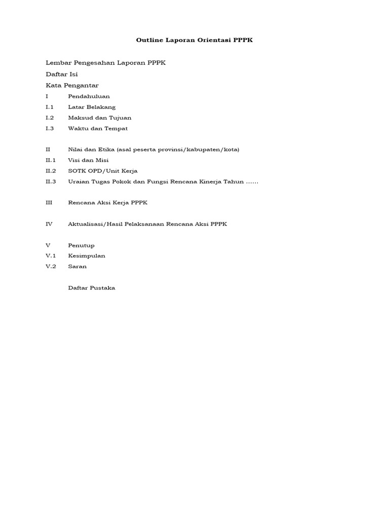 Outline Laporan Orientasi PPPK | PDF
