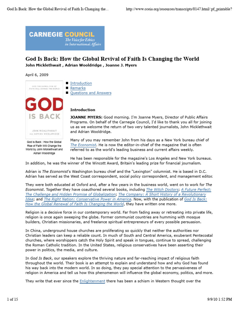 God Is Back | PDF | Modernity | Religious Pluralism