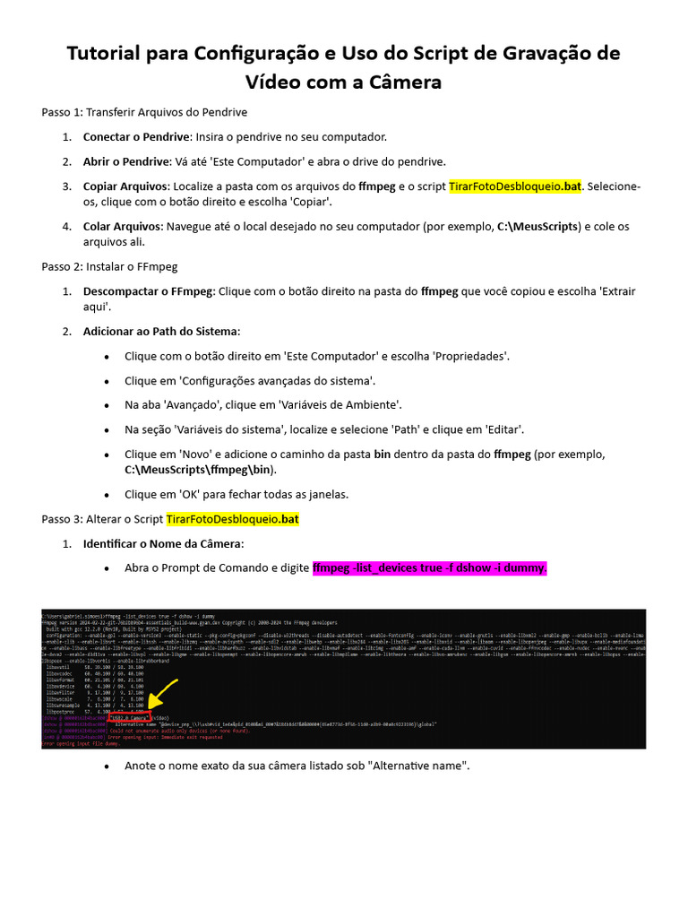 Tutorial para Configuração e Uso Do Script de Gravação de Vídeo Com A ...