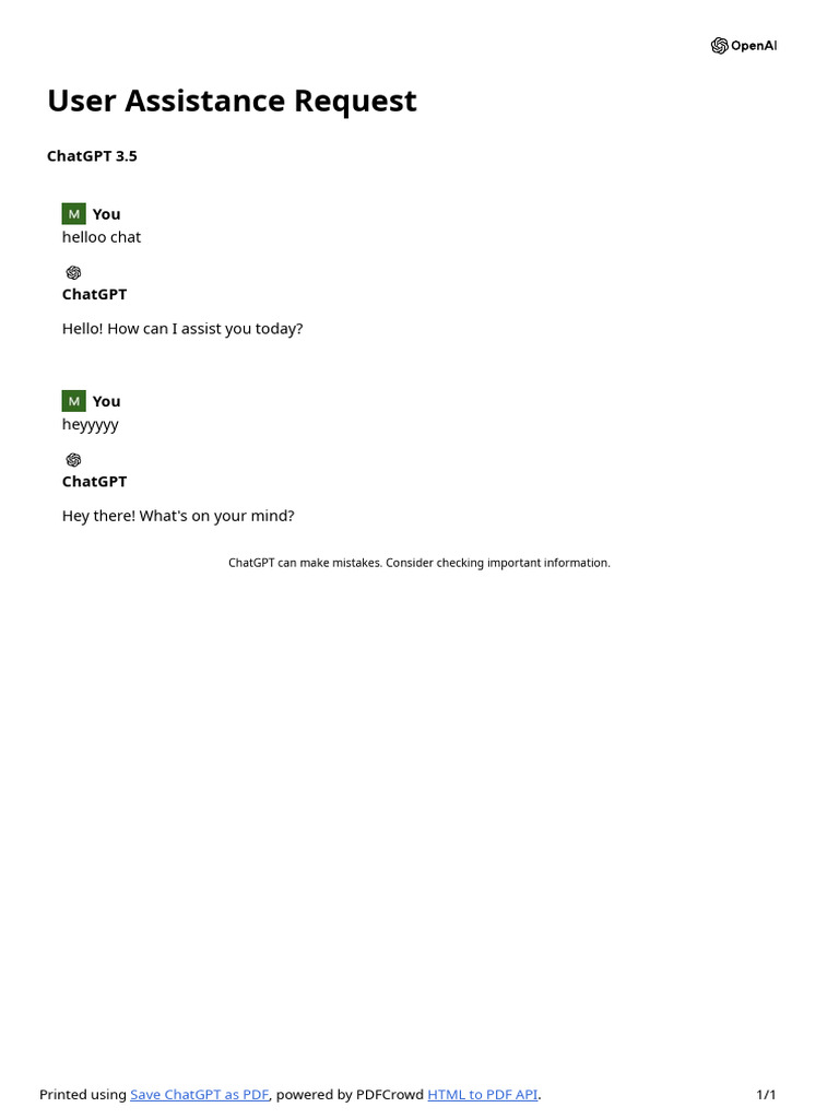 User Assistance with ChatGPT 3.5 | PDF | Business | Computers