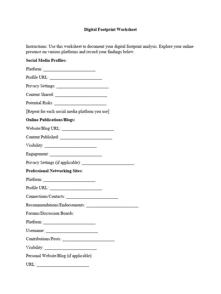Digital Footprint Analysis Worksheet | PDF | Career & Growth | Business