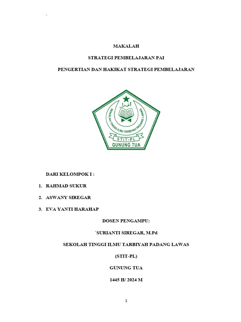 Strategi Pembelajaran PAI yang Efektif | PDF
