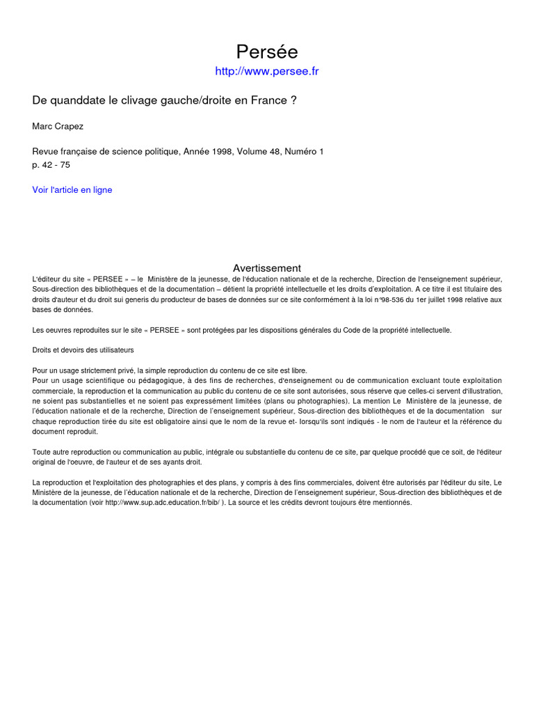 Clivage gauche/droite en France | PDF | Propriété intellectuelle