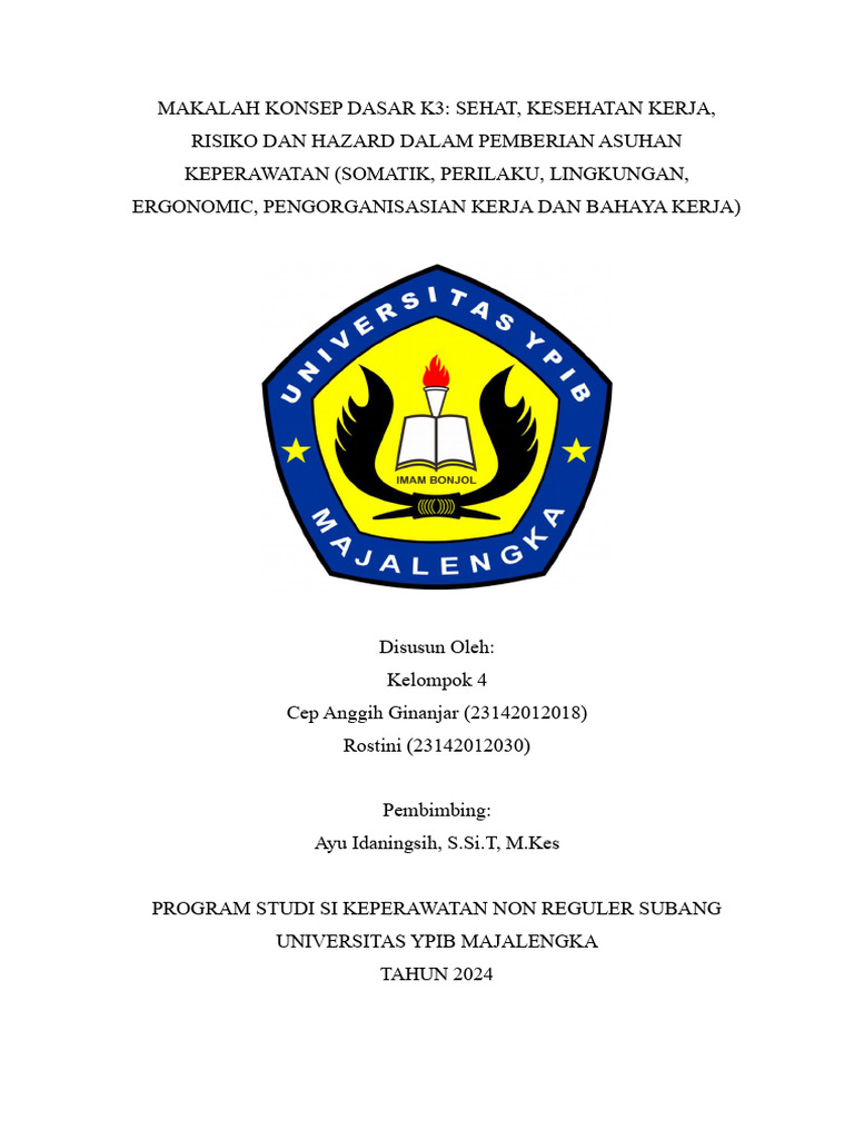 Makalah Konsep Dasar K3 Kelompok 4 Rostini Cep Anggih | PDF
