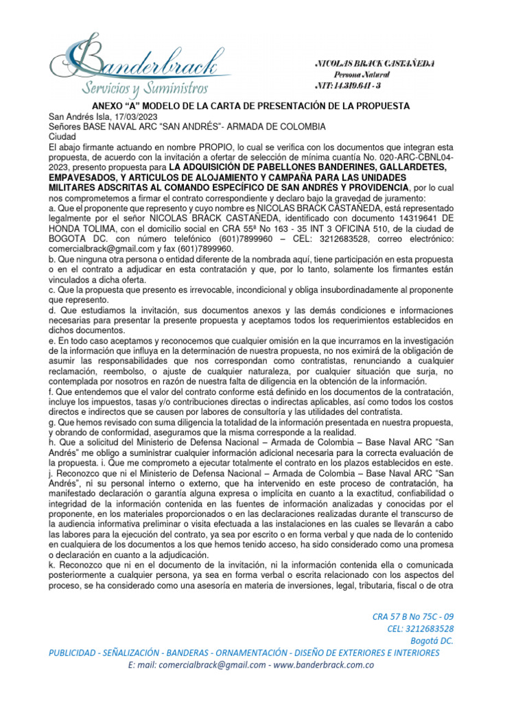 CARTA DE PRESENTACION | PDF | Colombia