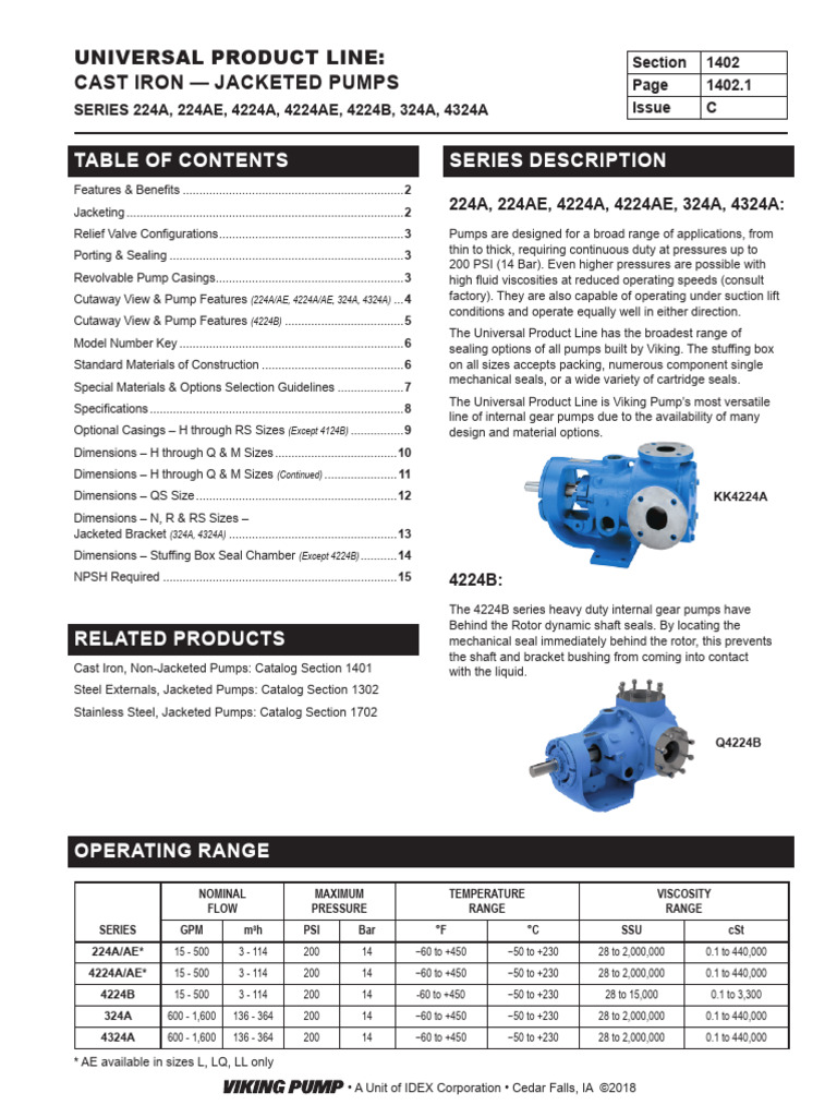 Viking - Catalog Form 1402 | PDF | Pump | Bearing (Mechanical)