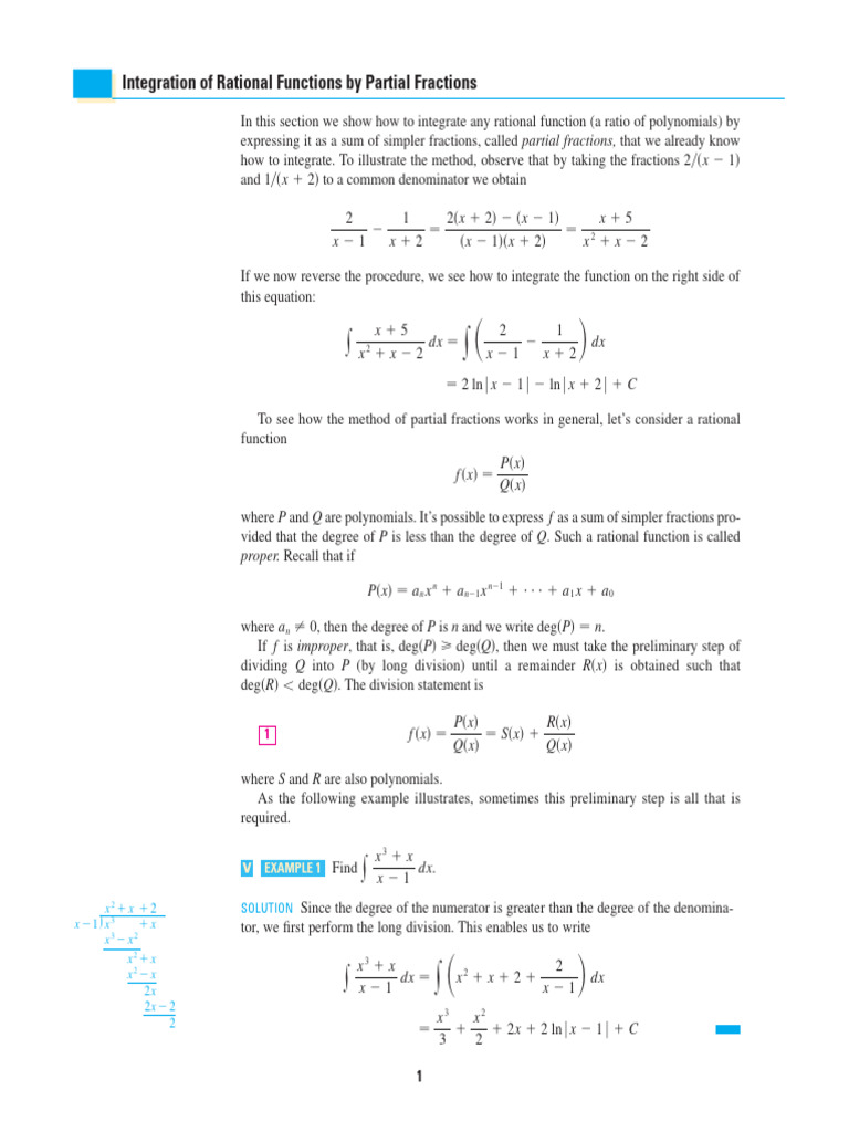 Integrating Rational Functions via Partial Fractions | PDF | Factorization | Equations