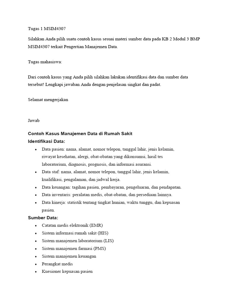 Tugas 1 MSIM4307 - Sistim Pendukung Keputusan | PDF