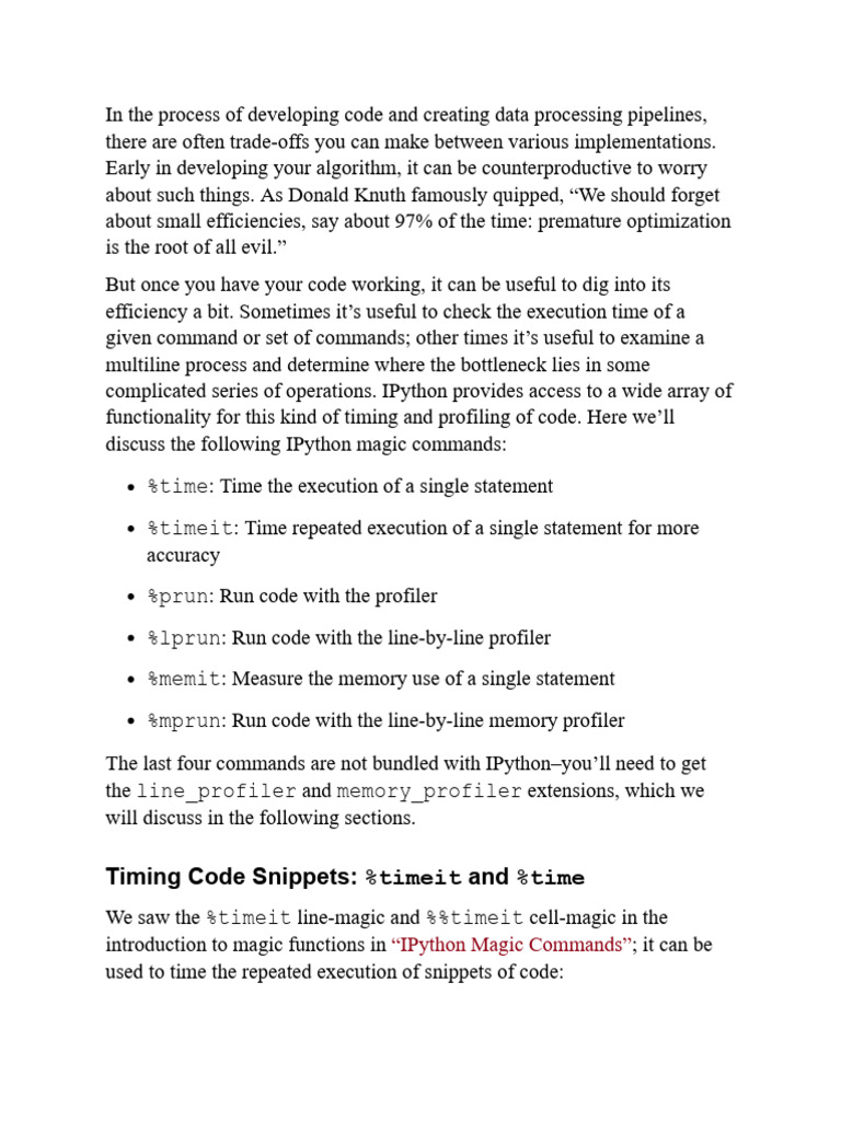 Profiling Python Code with IPython | PDF | Program Optimization | Computer Science