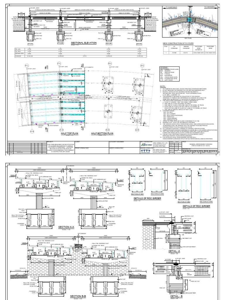 Sectional Elevation: P1-L/R P2-L/R New Construction of Flyover | PDF ...