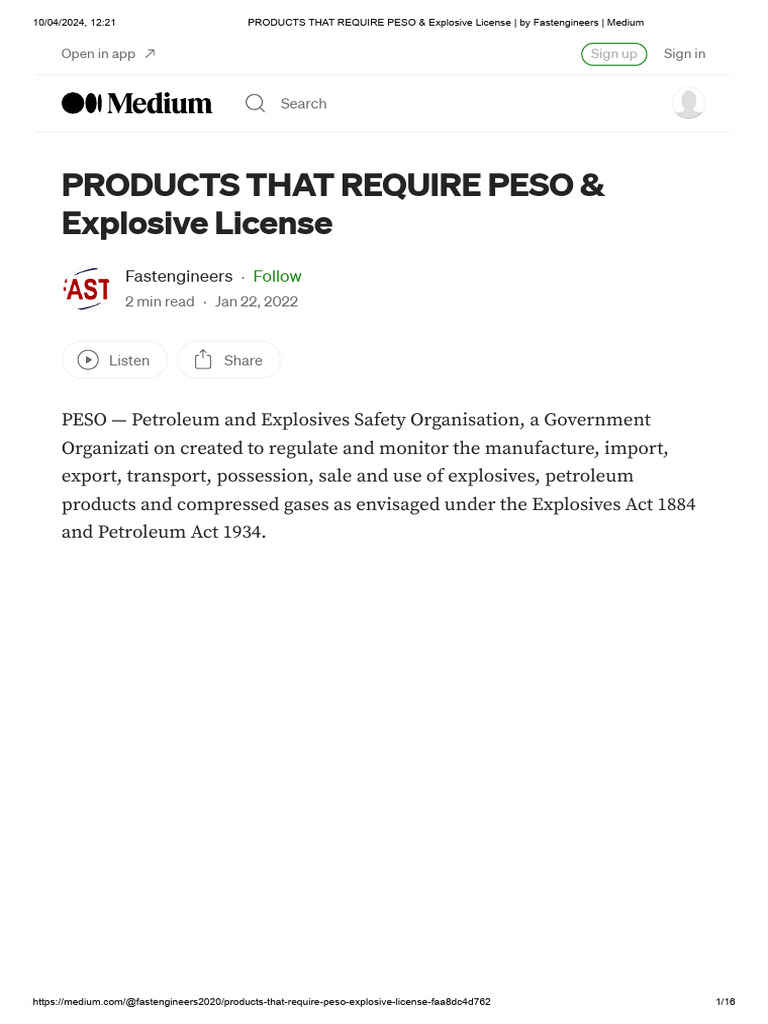 Products That Require Peso & Explosive License | PDF | Nitrogen | Chlorine