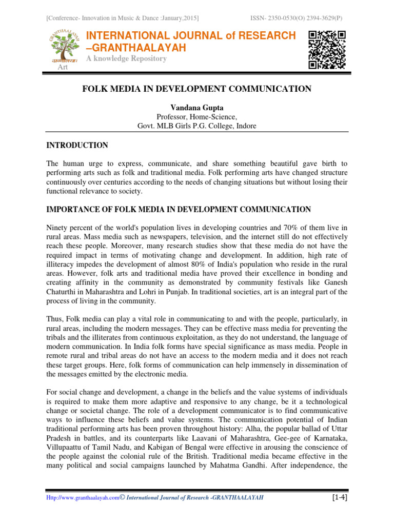 Role of Folk Media in Development Comm | PDF | Folklore | Puppetry