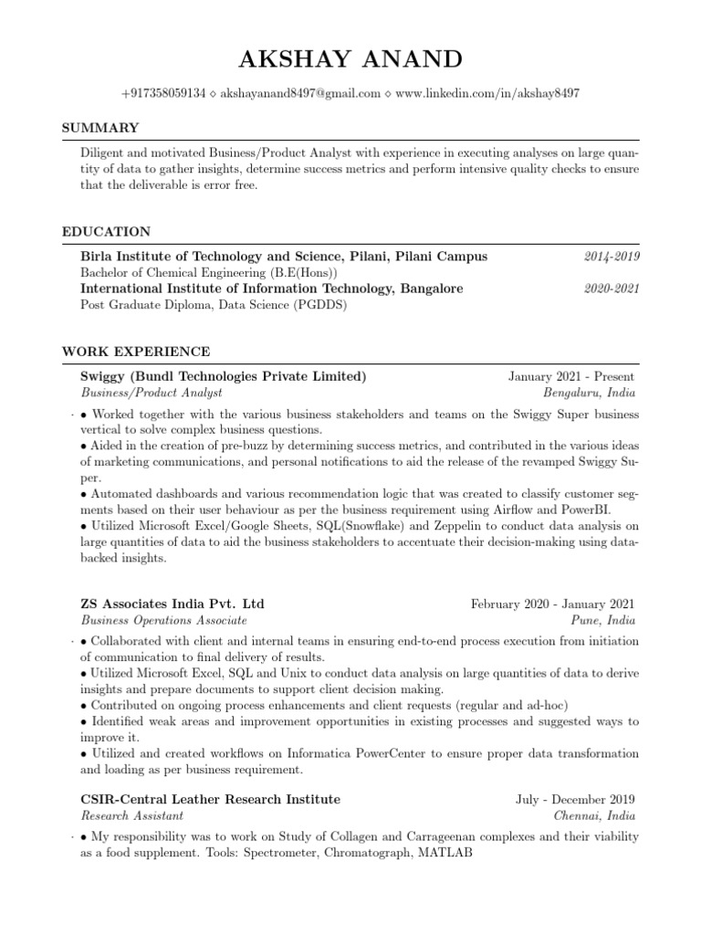 Resume_Akshay_Anand | PDF | Data Analysis | Computing