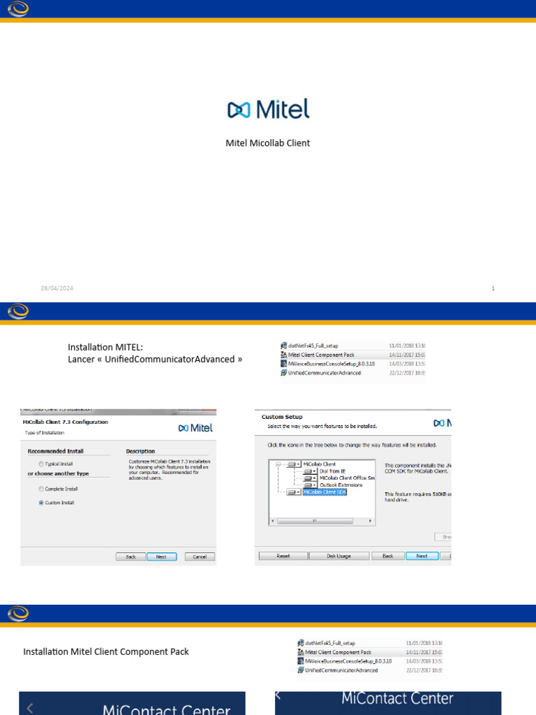 Guide d'installation Mitel Micollab Client | PDF | Application | Téléphone
