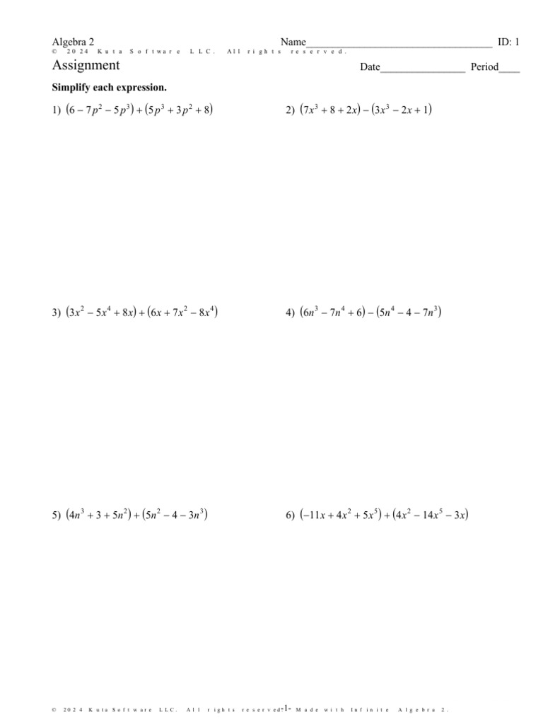 Algebra 2 Expression Simplification Worksheet | PDF | Algebra | Mathematics