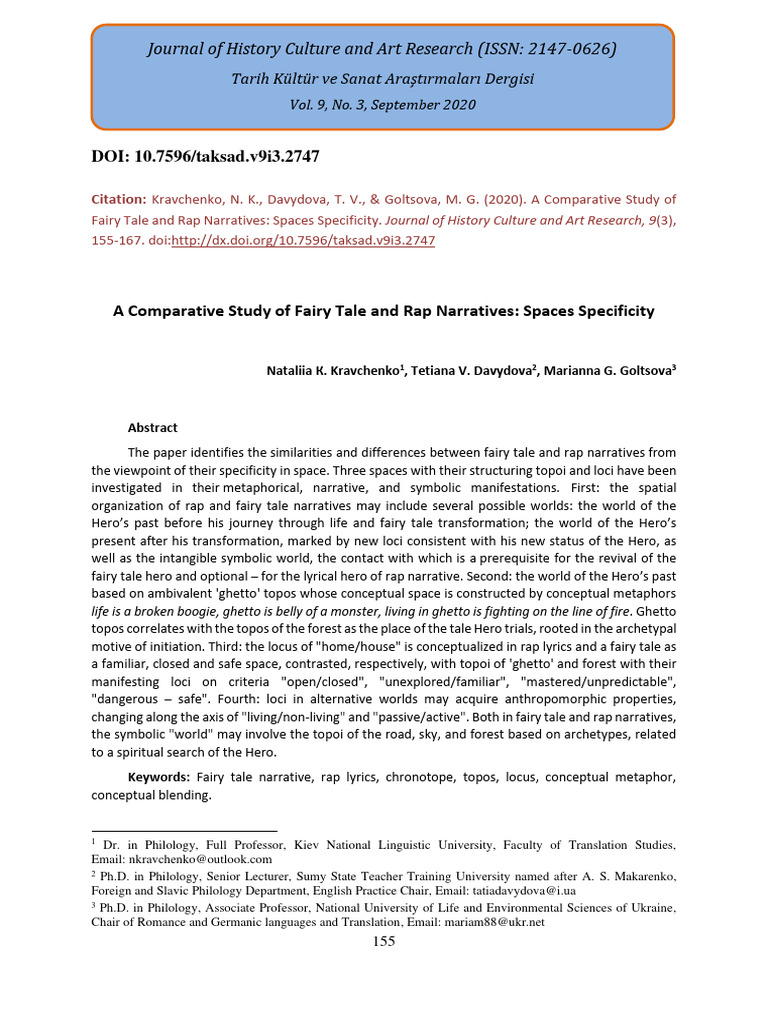 Fairy Tale vs. Rap: Space Analysis | PDF | Narrative | Fairy Tales