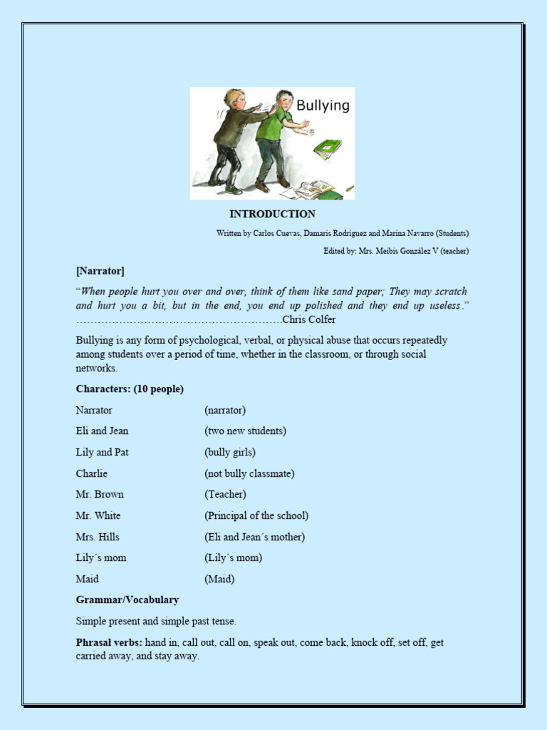 Bullying: A Classroom Roleplay Script | PDF | Bullying