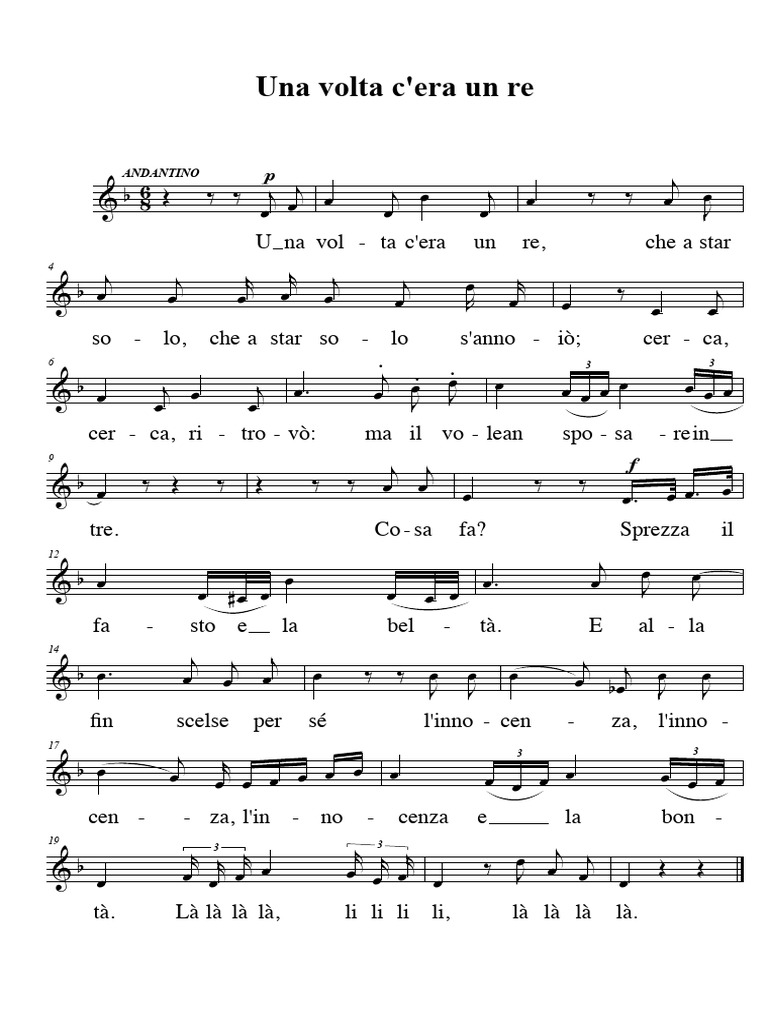 1 Una Volta C Era Un Re Voce e Orchestra Score | PDF