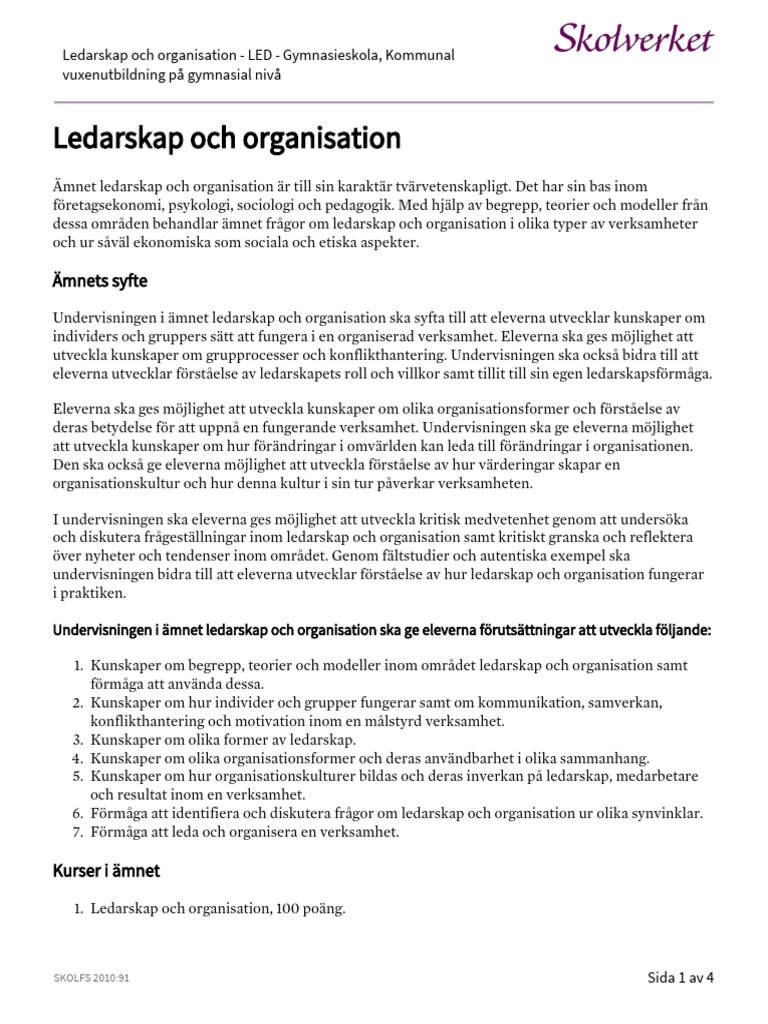 Ledarskap Och Organisation | PDF