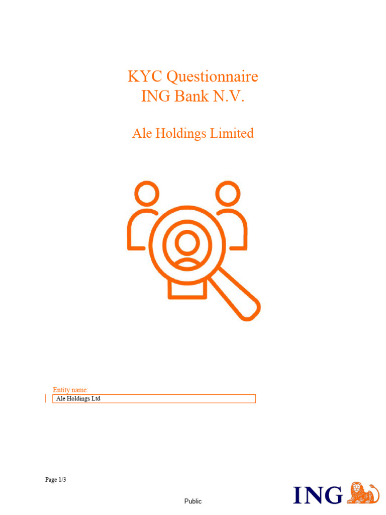 KYC Questionnaire JE01 - Ale Holdings LTD | PDF | Ownership | Business Law