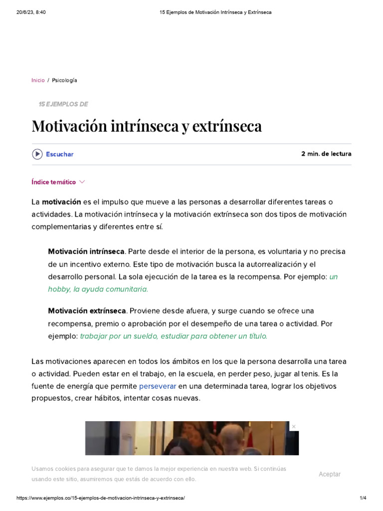 15 Ejemplos de Motivación Intrínseca y Extrínseca | PDF | Motivacional | Motivación