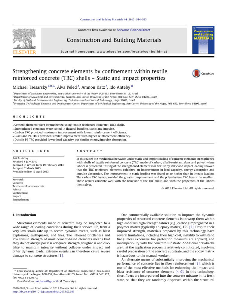 TRC Shells for Concrete Strengthening | PDF | Concrete | Strength Of ...