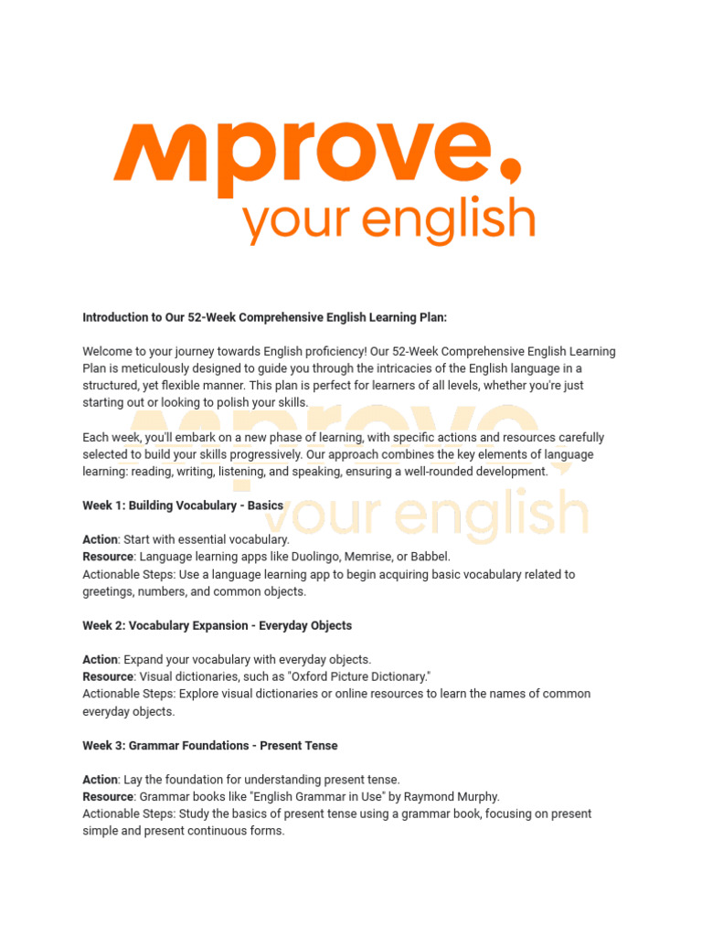 365 Day English Study Plan | PDF | Vocabulary | Public Speaking