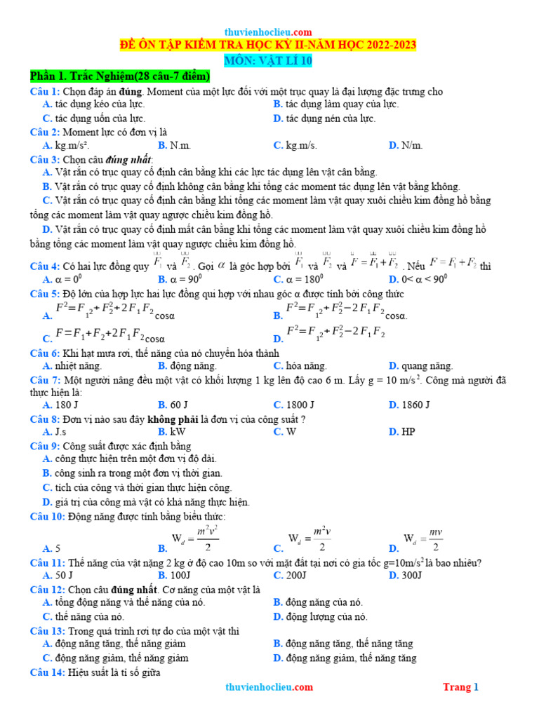 Hk2 Li-10 Kntt (Đề 5) | PDF