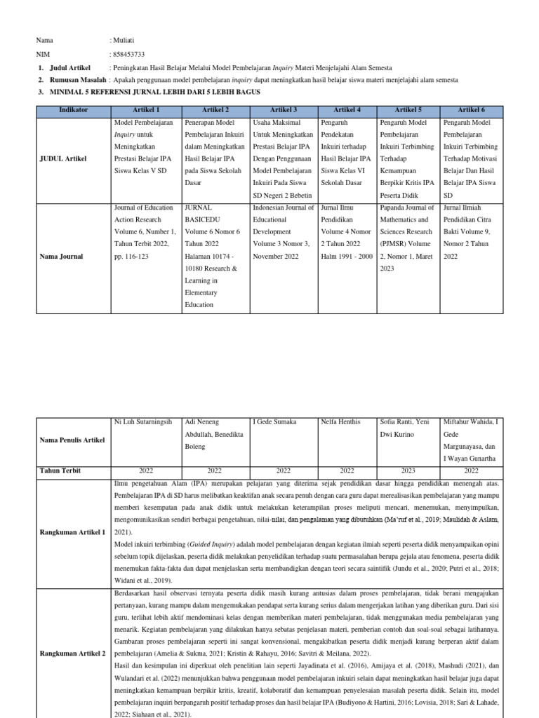 Tugas 1 Karil PGSD - Muliati | PDF