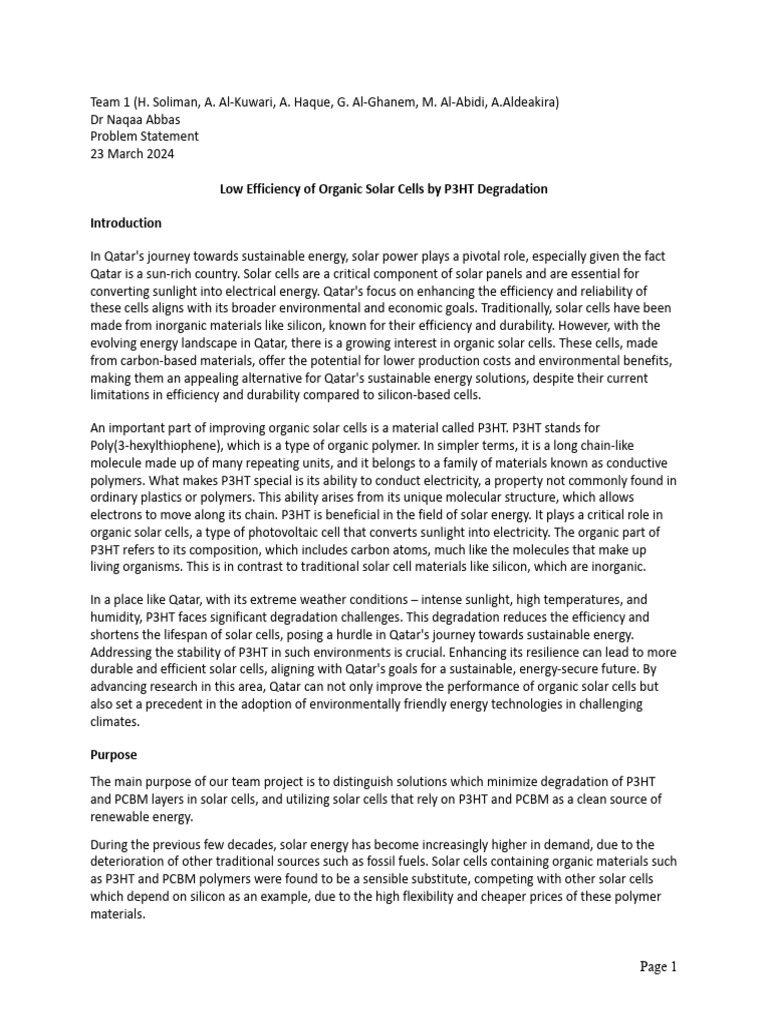 problem statement | PDF | Solar Cell | Solar Energy