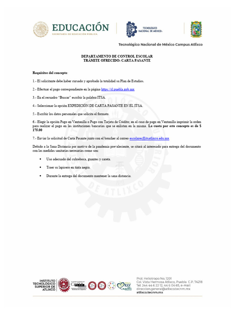 Tramite Carta Pasante | PDF