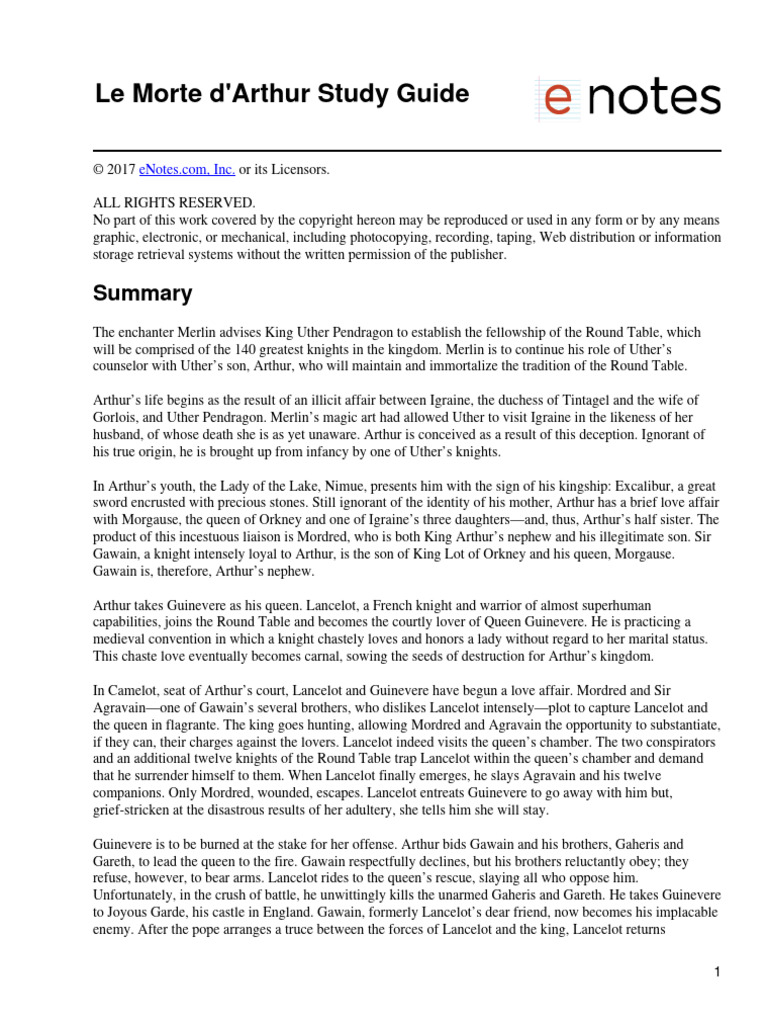 Arther and His Knights - Notes | PDF | Lancelot | Galahad