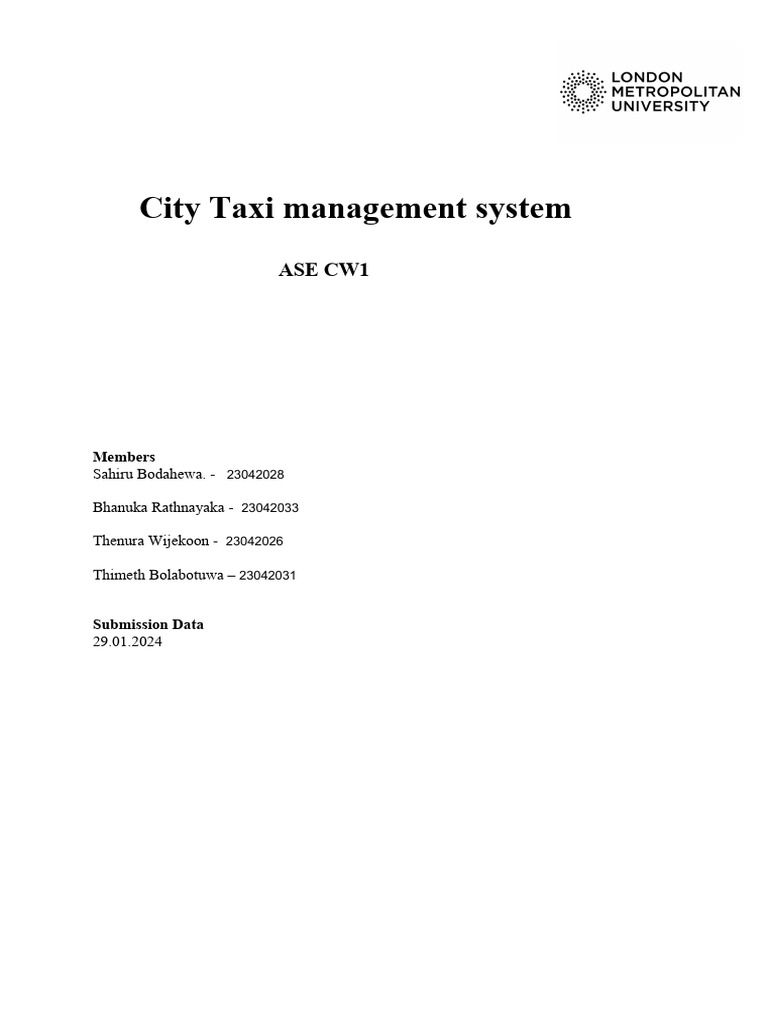 City Taxi Management System Overview | PDF | Server (Computing ...