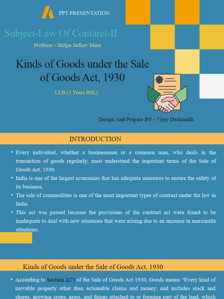 Types of Goods in Sale of Goods Act | PDF | Goods | Sales