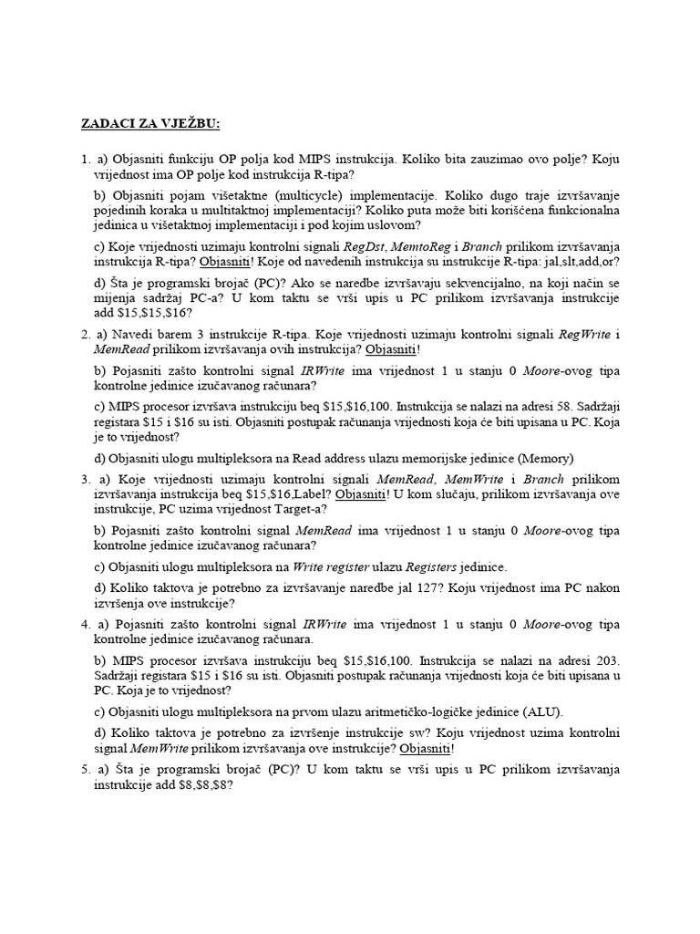 Zadaci Za Vjezbu Zavrsni Ispit | PDF